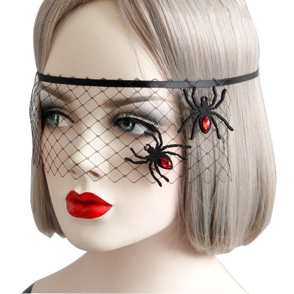 Kathrono | Accessories | Sexy Spiders Cobweb Style Veil Ribbon Tie Back ...